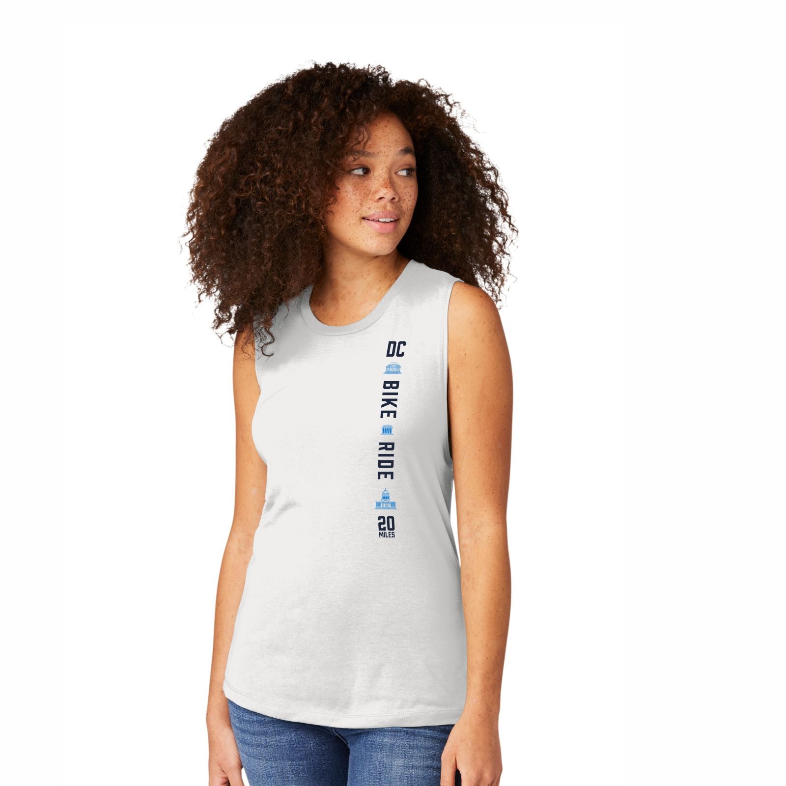 DCBR Women's Relaxed Muscle Tank -White- LCP – DC Bike Ride